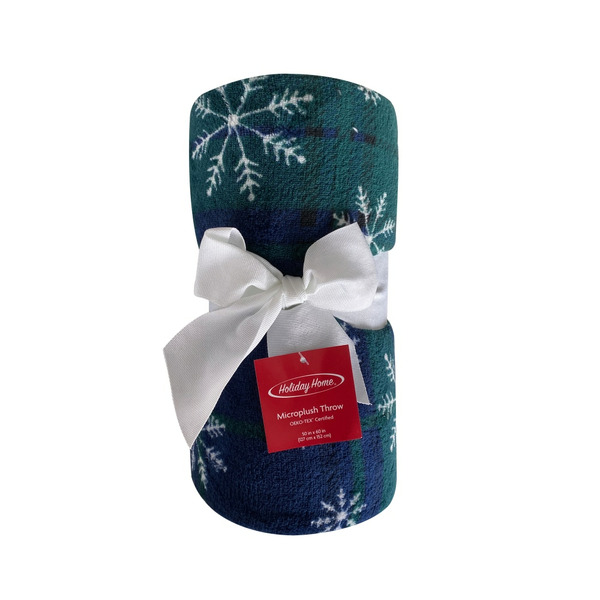 Kroger Holiday Home Flocked Plaid Rolled Throw Blanket Same-Day ...