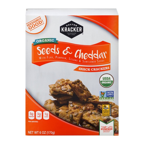 Doctor Kracker Organic Snack Crackers Seeds & Cheddar (6 oz) - Instacart