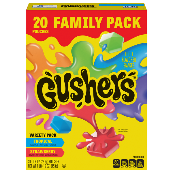 Kroger Gushers Fruit Flavored Snacks, Tropical/Strawberry, Family Pack ...