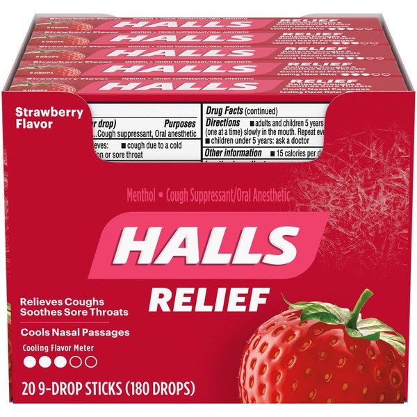 Halls Strawberry Cough Suppressant/Oral Anesthetic Cough Drops (9 each ...