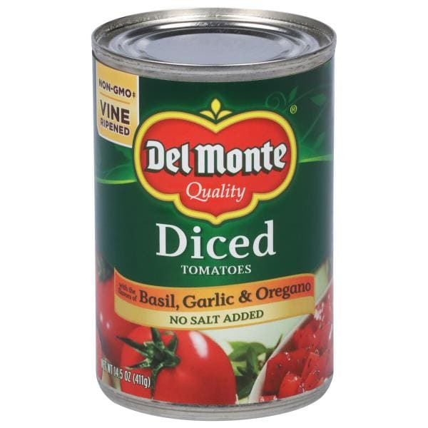 Del Monte No Salt Added Diced Tomatoes with Basil, Garlic, and Oregano ...