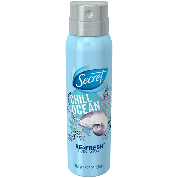 Secret Fresh Body Spray, Chill Ocean, 3.75 Oz. AP/DO & Body Spray (3.75 ...