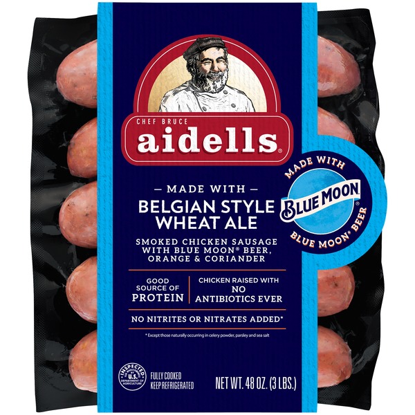 Aidells Smoked Chicken Sausage Links, Belgian Style Wheat Ale, 3 lb ...