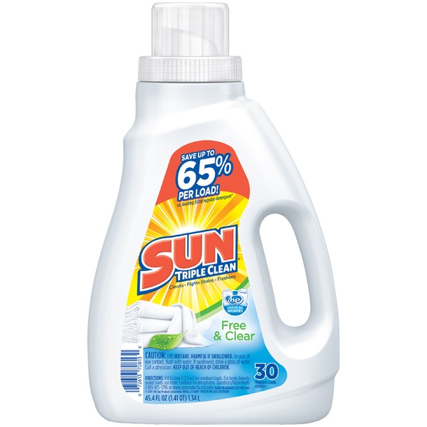 Sun Triple Clean Free & Clear Laundry Detergent (45.4 oz) - Instacart