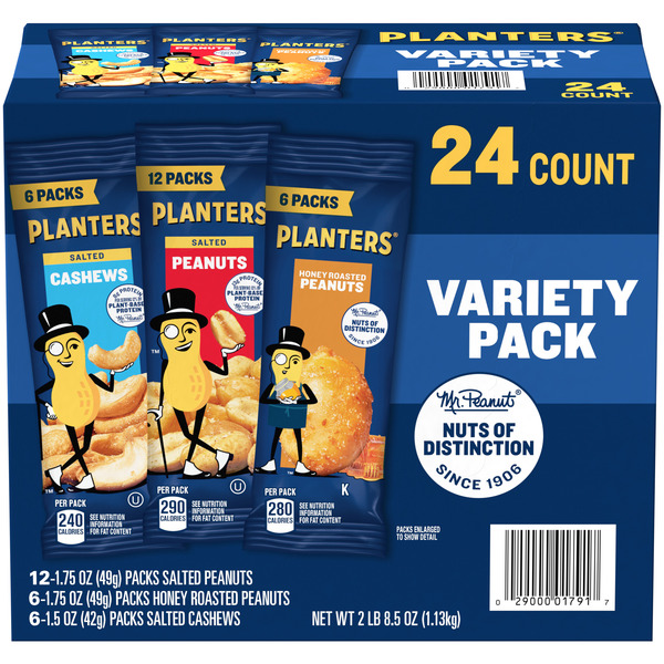Planters Variety Pack Salted Cashews, Salted Peanuts, Honey Roasted ...