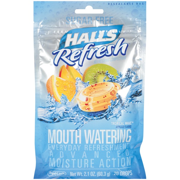 Halls Refresh Tropical Wave Sugar Free Drops Hard Candy (2.1 oz ...