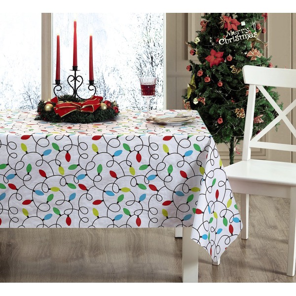 Merry Moments 52"x70” Bulbs Vinyl Tablecloth Same-Day Delivery or ...