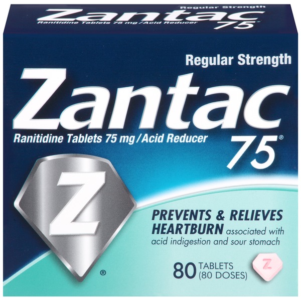 Zantac Regular Strength 75mg Tablets Acid Reducer (80 ct) - Instacart