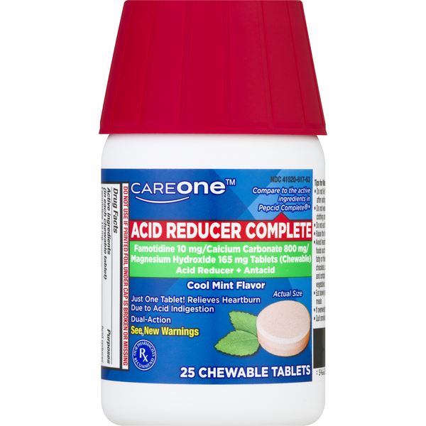 CareOne Acid Reducer Complete, Chewable Tablets, Cool Mint Flavor (25 ...