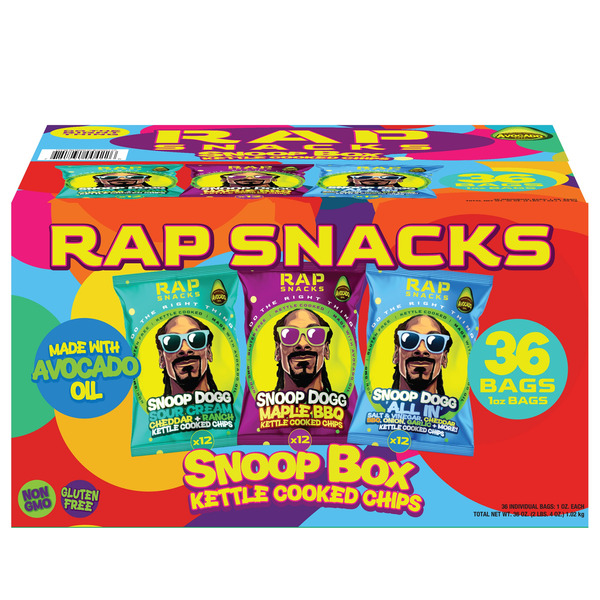 Rap Snacks Snoop Box Kettle Cooked Chips Variety Pack, 1 oz, 36-count ...