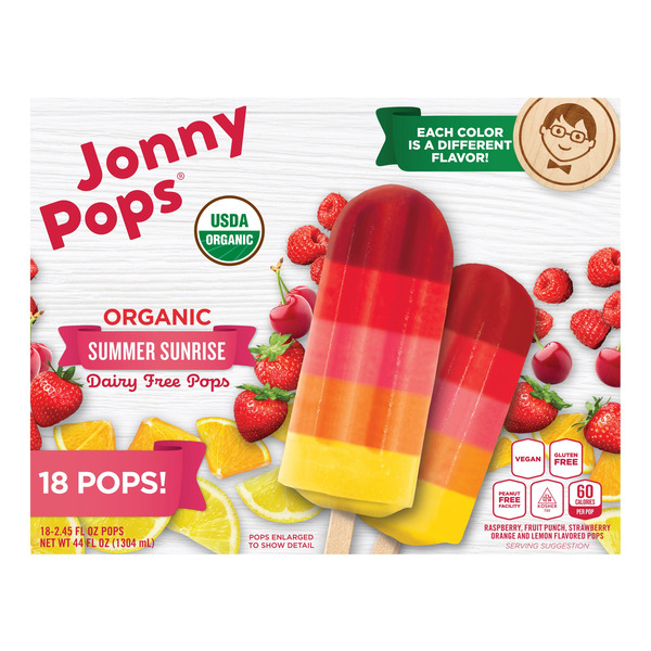 Jonny Pops Organic Summer Sunrise Stack Bar, 2.45 fl oz, 18-count Same ...