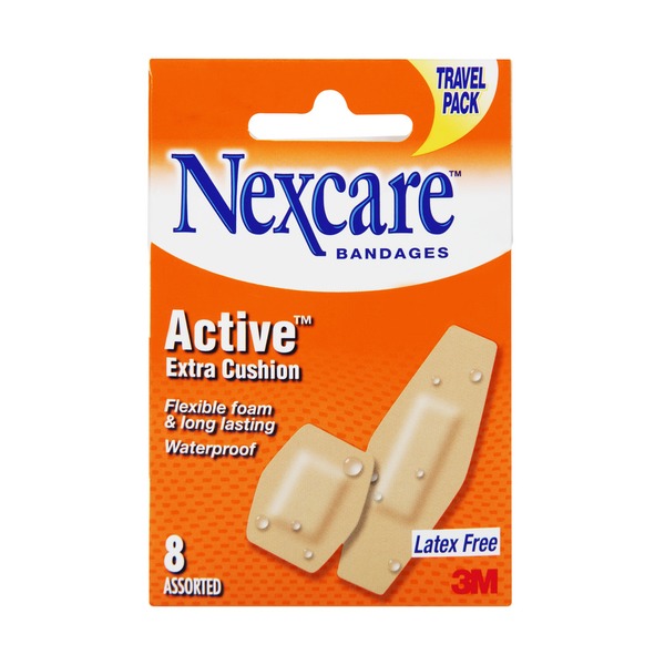 Nexcare Active Extra Cushion Waterproof Assorted Bandages - 8 CT (1 ct ...