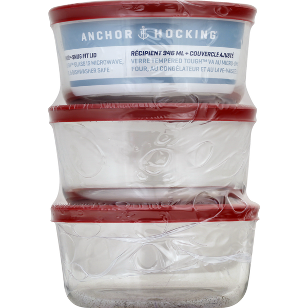 Anchor Hocking Container + Lid, 4 Cup (3 each) - Instacart