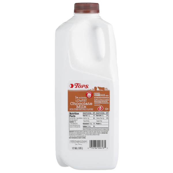 Tops Chocolate 1% Lowfat Milk (0.5 gal) - Instacart