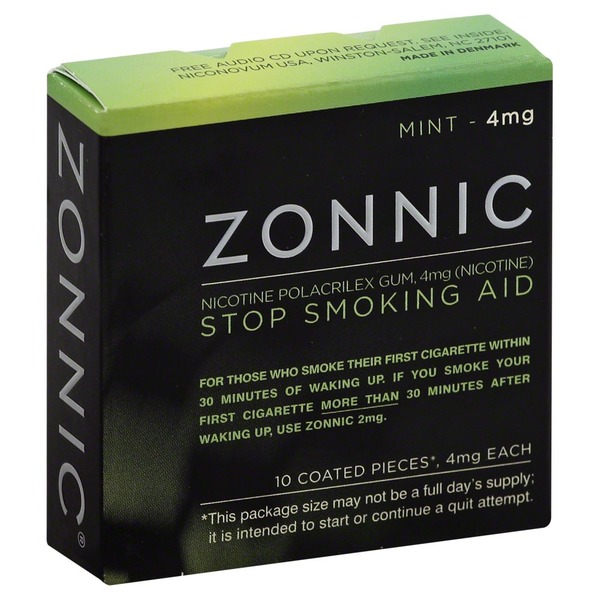 Zonnic Stop Smoking Aid, 4 mg, Gum, Mint (10 ct) - Instacart