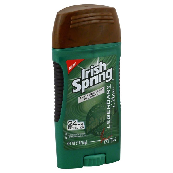 Irish Spring Antiperspirant Deodorant, 24 Hour, Legendary Classic (2.7 ...