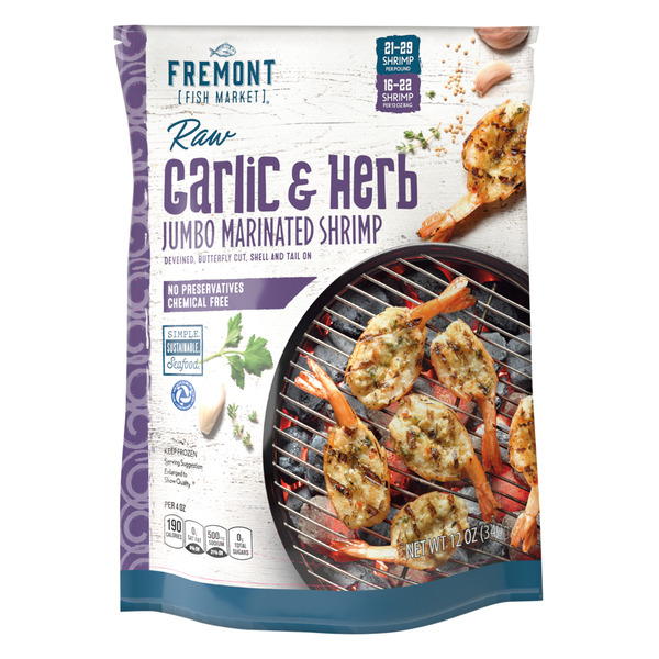 Fremont Fish Market Raw Garlic & Herb Jumbo Marinated Shrimp Same-Day Delivery or Pickup | ALDI