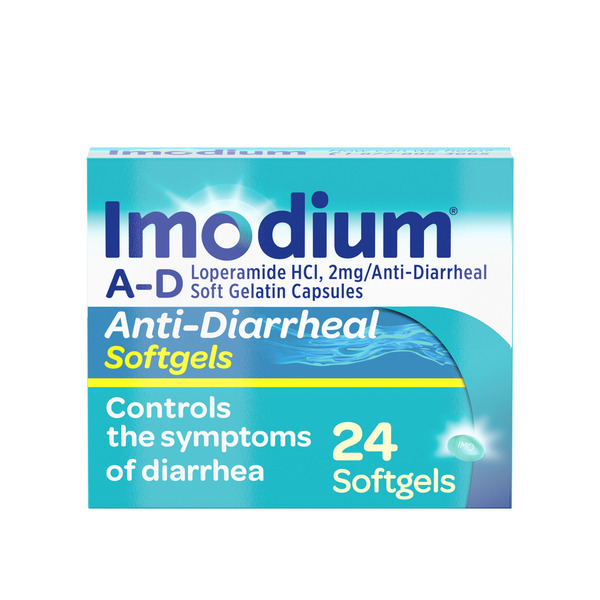 IMODIUM A-D Diarrhea Relief Softgels, Loperamide Hydrochloride, 24 ct ...