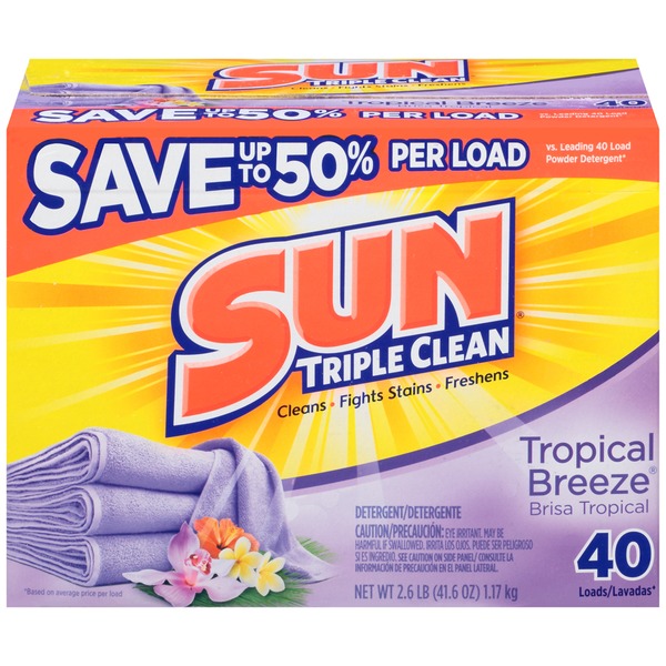 Sun Triple Clean Tropical Breeze Laundry Detergent Powder (41.6 oz ...