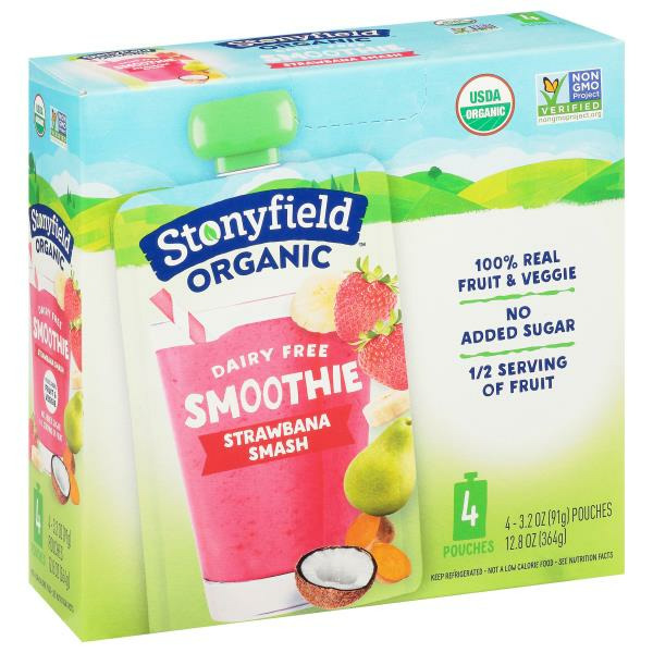 Publix Stonyfield Organic Dairy Free Smoothie Pouches Strawbanana Smash ...