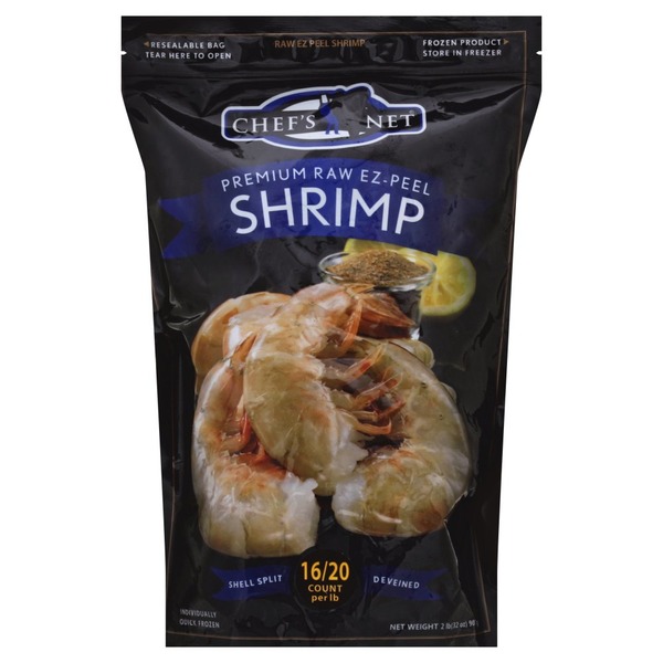 Chefs Net Shrimp Premium Raw Ez Peel Shell Split Deveined 2 Lb