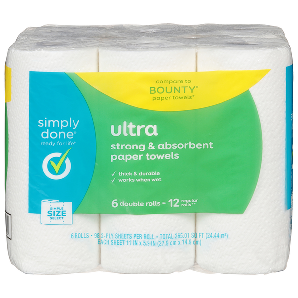 Stater Bros. Simply Done Paper Towels, Ultra, Strong & Absorbent ...