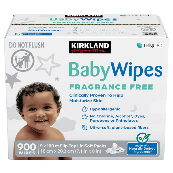 Kirkland Signature Baby Wipes Fragrance Free, 900-count Same-Day ...