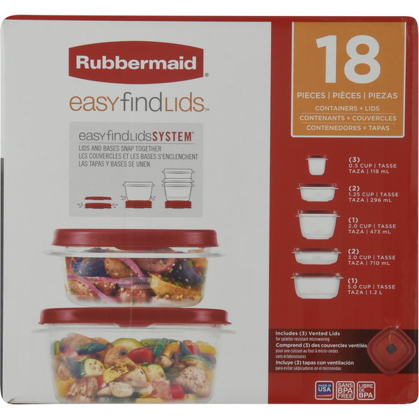 Rubbermaid Containers + Lids, 18 Pieces Same-Day Delivery or Pickup ...