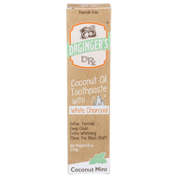 Dr Ginger's Coconut Mint Coconut Oil Toothpaste with White Charcoal ...