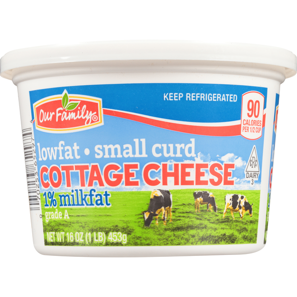Our Family Cottage Cheese, Small Curd, 1% Milkfat, Low Fat (16 oz ...