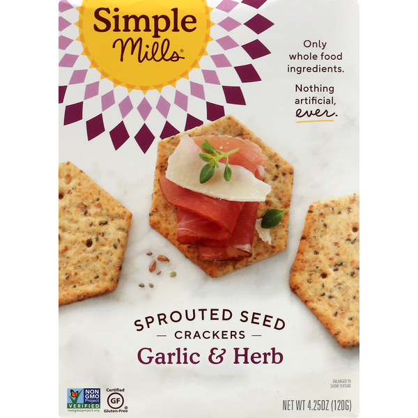Simple Mills Garlic & Herb Sprouted Seed Crackers (4.25 oz) - Instacart