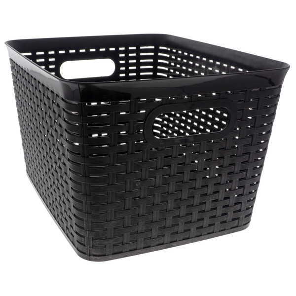 Dollarama Large Rectangular Plastic Woven Basket - Assorted Colors ...