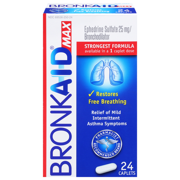 Bronkaid Caplets 25 mg Strongest Formula 25 mg Bronchodilator Same-Day ...
