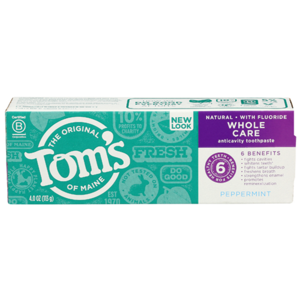 Tom's of Maine Natural Toothpaste With Fluoride, Peppermint Same-Day ...