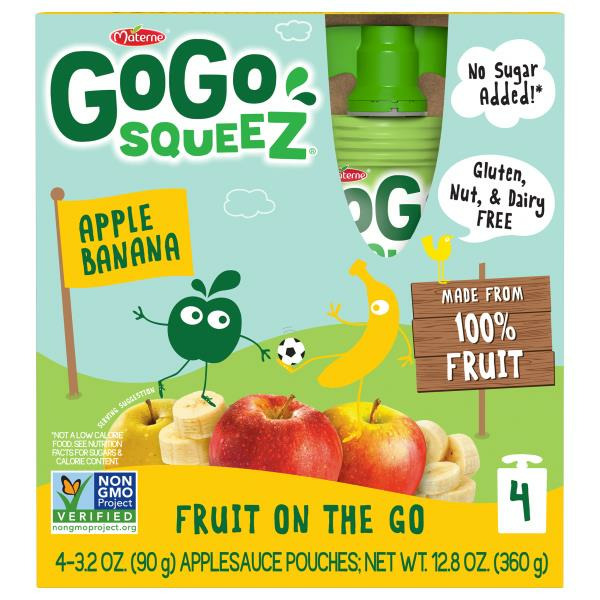 GoGo Squeez Applesauce, Fruit On The Go, Apple Banana, 4 Pack Same-Day ...
