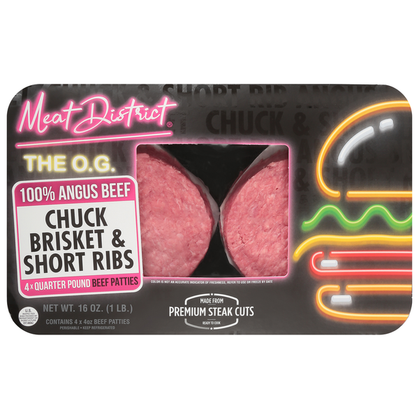 Meat District Beef Patties, Chuck Brisket & Short Ribs, 100% Angus Beef ...