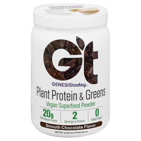 Genesis Today Plant Protein & Greens, Smooth Chocolate Flavor, Vegan ...