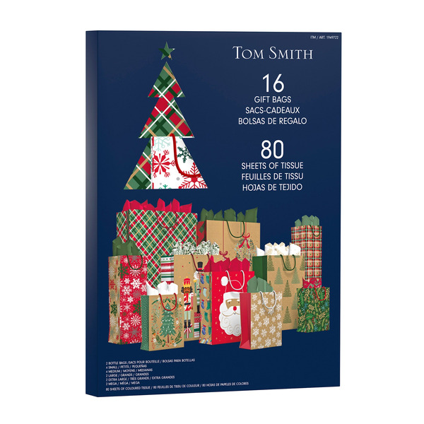 Tom Smith Gift Bags & Tissue Paper Set, 16 Bags & 80 Sheets Same-Day ...