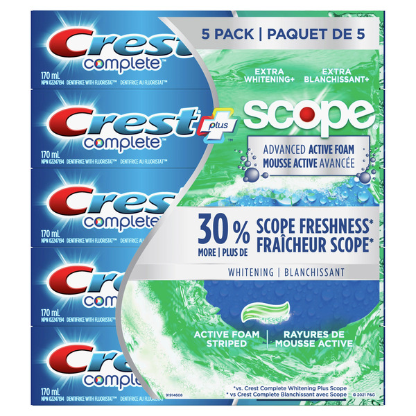 Crest Complete Plus Scope Advanced Active Foam Toothpaste Same-Day ...