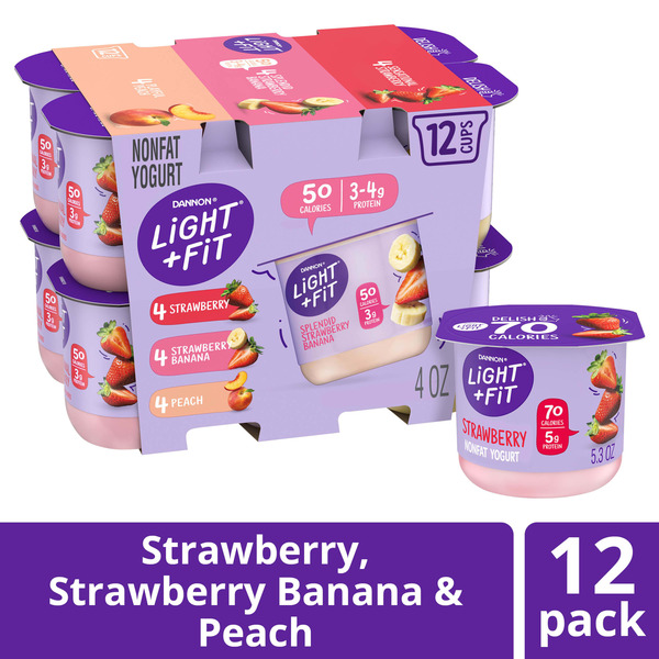 Dannon Light + Fit Dannon Light + Fit Regular Nonfat Yogurt, Strawberry ...
