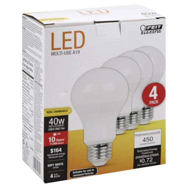 Publix Feit Electric Bulbs, LED, Soft White, 40 Watts, 4 Pack Same-Day ...