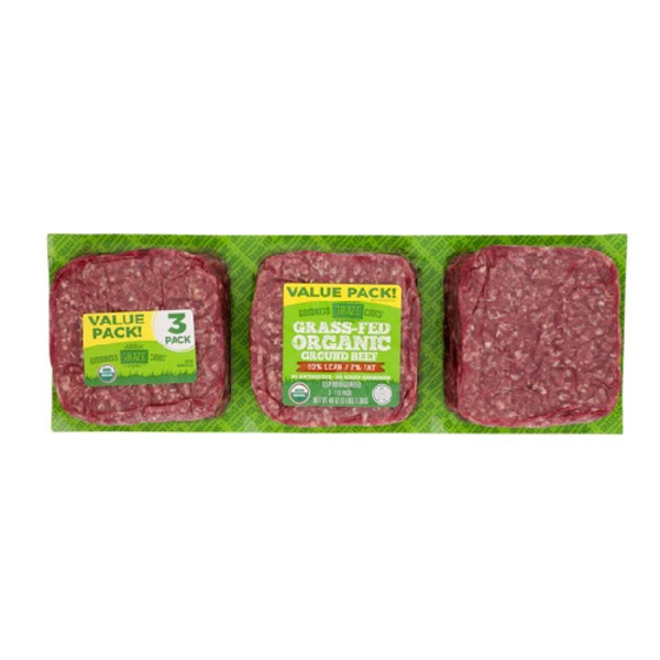 Goodness Grazecious 93% Lean / 7% Fat, Grass-Fed Organic, Ground Beef ...