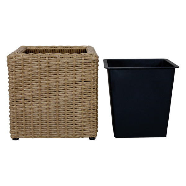 Belavi Rattan Effect Cube Planter - Light Brown Same-Day Delivery or ...