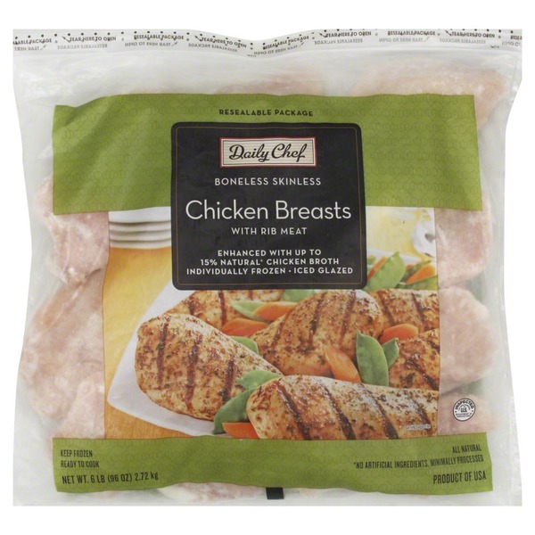 Daily Chef Chicken Breasts, Boneless Skinless, with Rib Meat (96 oz ...