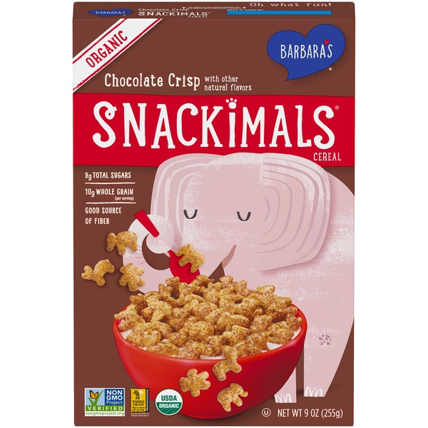 Barbara's Snackimals Organic Chocolate Crisp Cereal (9 oz) - Instacart