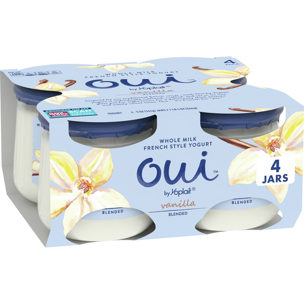 Yoplait Oui French Style Vanilla Whole Milk Yogurt, Glass Yogurt Jars ...