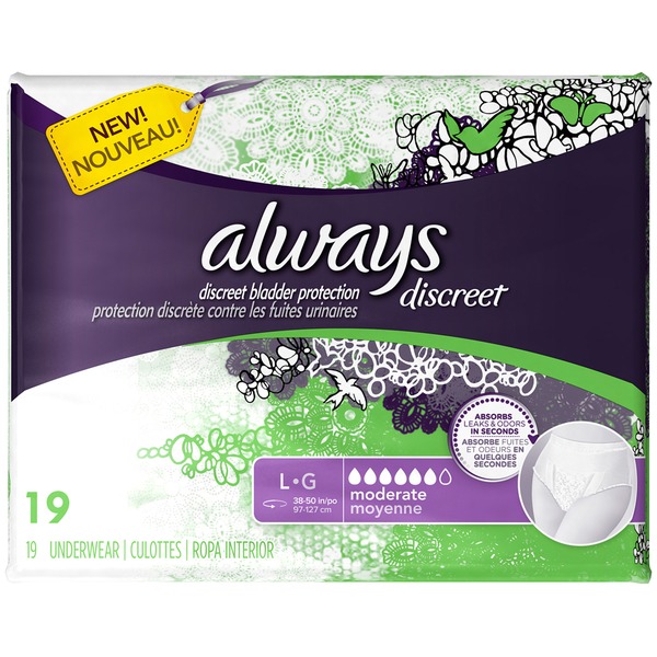 Always Discreet Always Discreet, Incontinence Underwear, Moderate ...
