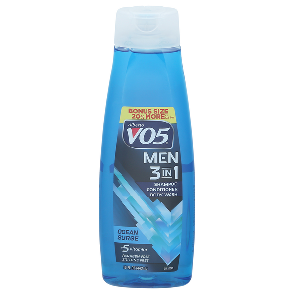 Alberto VO5 Shampoo/Conditioner/Body Wash, 3 in 1, Men, Ocean Surge, Bonus Size Same-Day ...