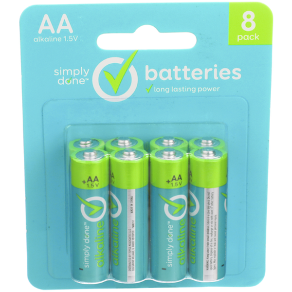 Simply Done Batteries, Alkaline, AA, 8 Pack Same-Day Delivery or Pickup ...