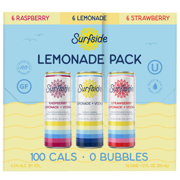 Surfside Vodka Lemonade Variety, 12 fl oz, 18-pack Same-Day Delivery ...